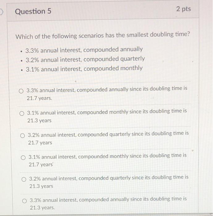 Solved > Question 5 2 pts Which of the following scenarios | Chegg.com