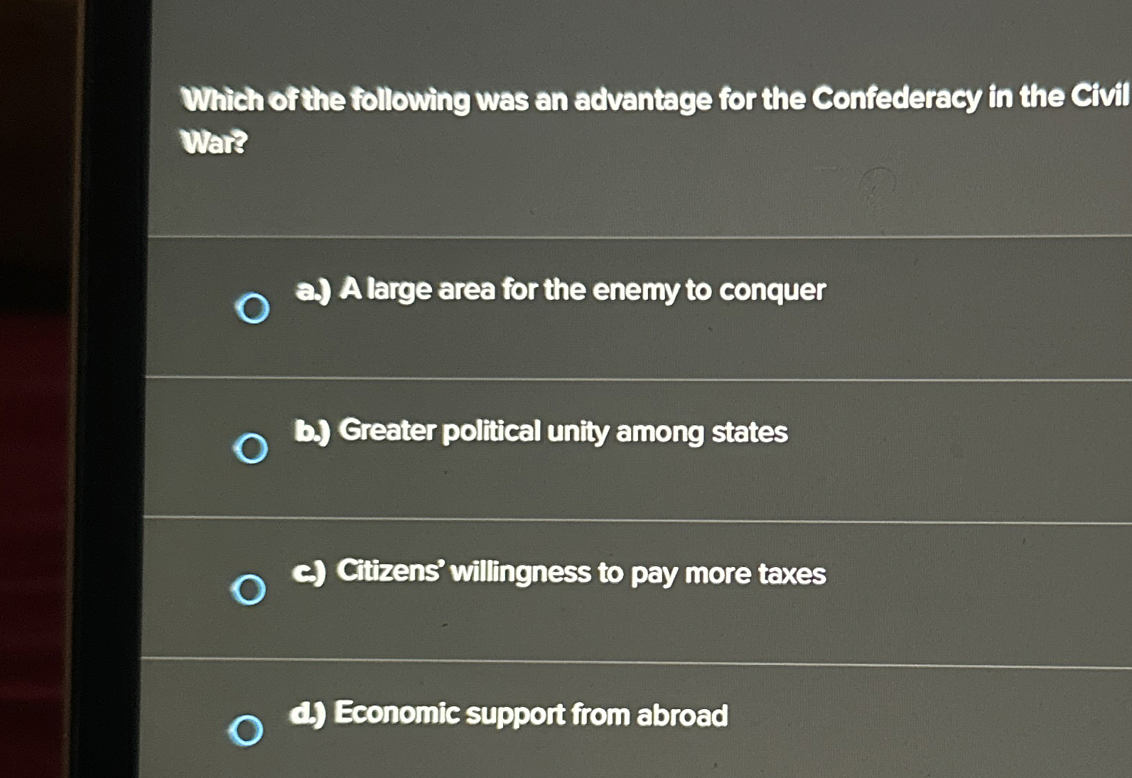 Solved Wrich of the following was an advantage for the | Chegg.com