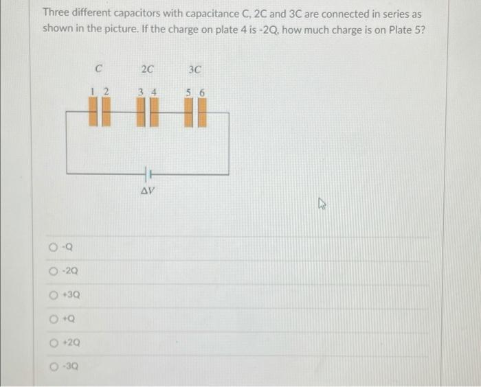Solved Three different capacitors with capacitance C, 2C and | Chegg.com