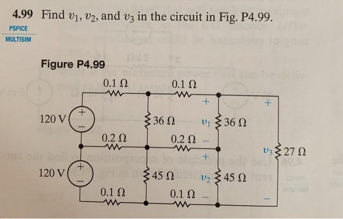 Solved 4.99 Find V1, V2, and vz in the circuit in Fig. | Chegg.com