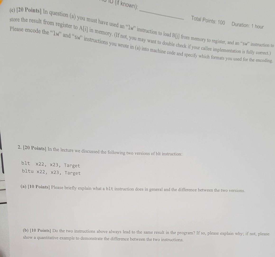(c) [20 Points] In question (a) you must have used an | Chegg.com