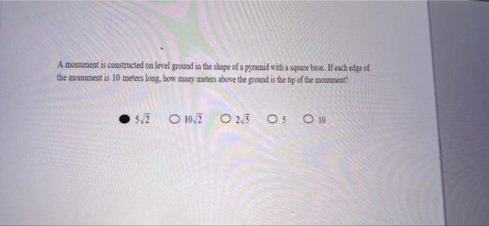 Solved A monument is constructed on level ground in the | Chegg.com