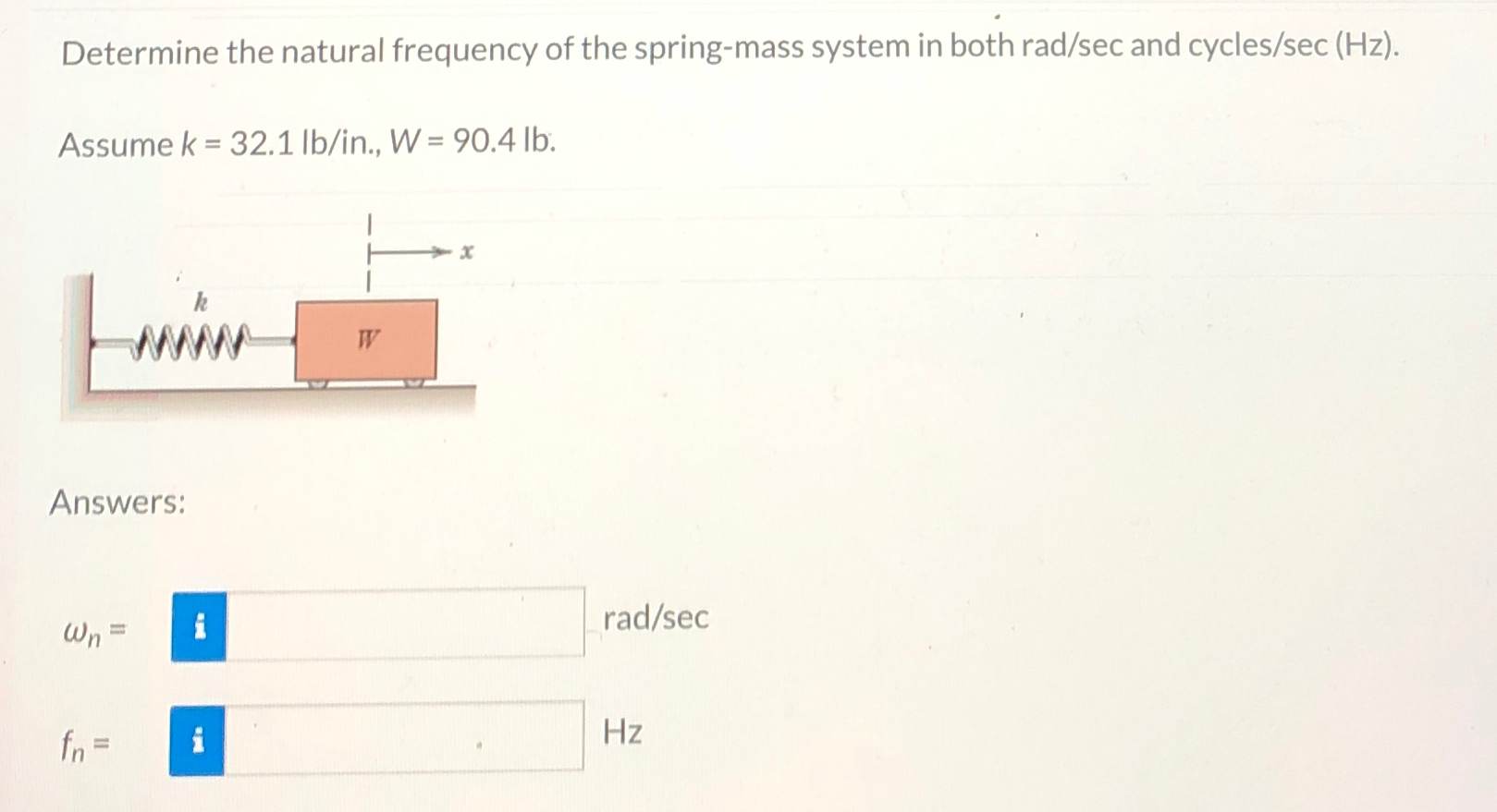 Solved Determine the natural frequency of the spring-mass | Chegg.com