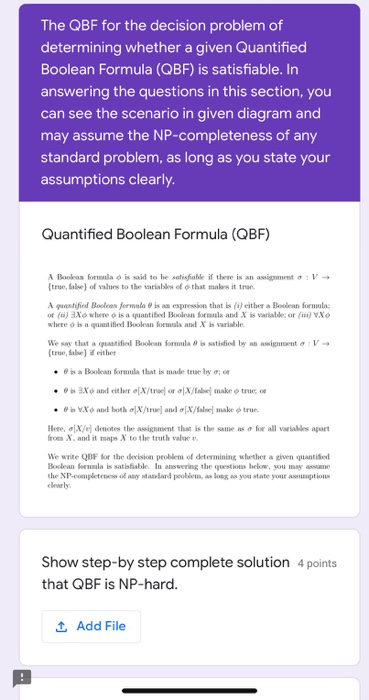 The QBF for the decision problem of determining | Chegg.com