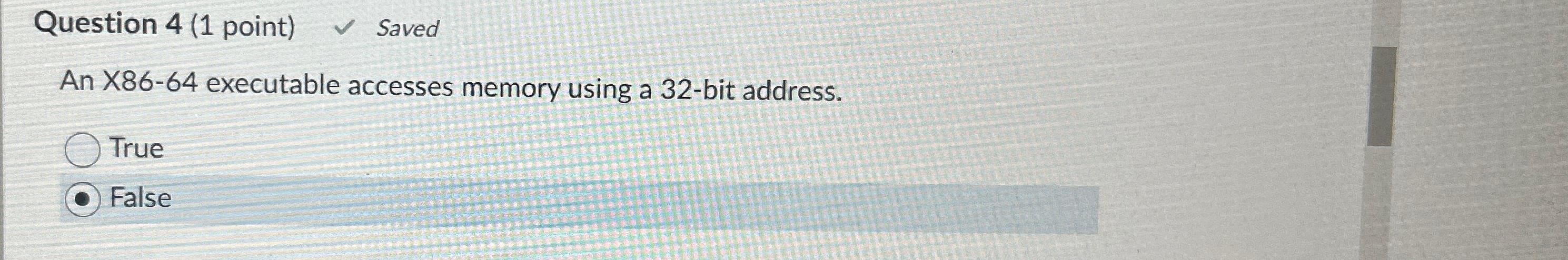 Solved Question 4 (1 ﻿point) ﻿SavedAn X86-64 ﻿executable | Chegg.com