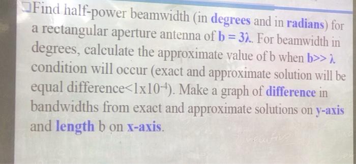 Find half-power beamwidth (in degrees and in radians) | Chegg.com