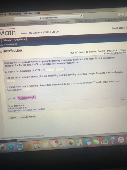 Solved istory Bookmarks Window Help myopenmath.com Choog | Chegg.com