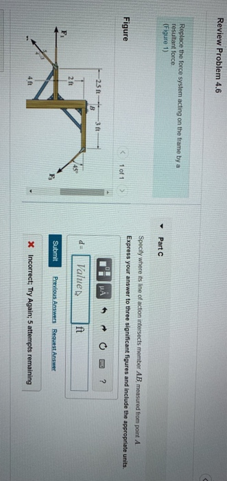 Solved Review Problem 4.6 Replace the force system acting on | Chegg.com
