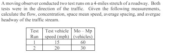 Solved A moving observer conducted two test runs on a | Chegg.com