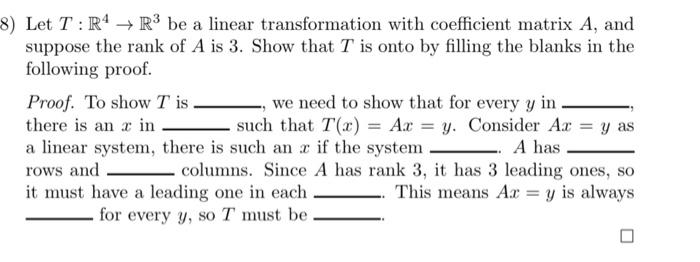 Solved Let T:R4→R3 be a linear transformation with | Chegg.com