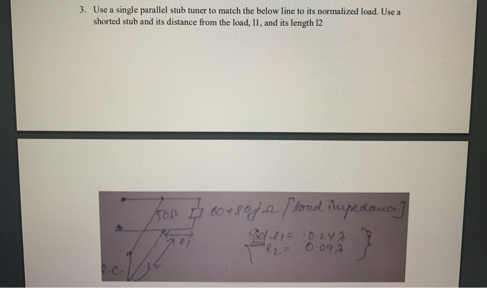 Solved 3. Use a single parallel stub tuner to match the | Chegg.com