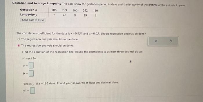 Solved correlation coefficient for the data is r=0.954 and | Chegg.com