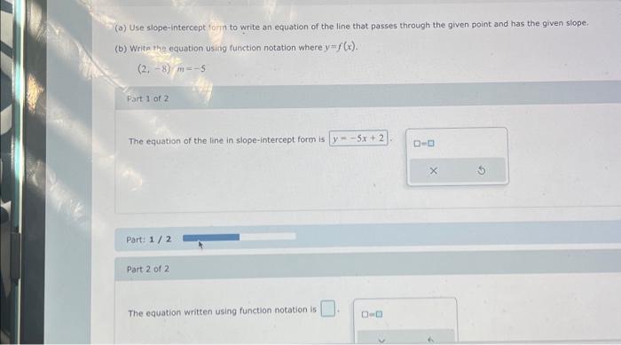 Solved (a) Use slope-intercept form to write an equation of | Chegg.com
