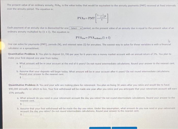 Solved The present value of an ordinary annuty, pVAp, is the | Chegg.com
