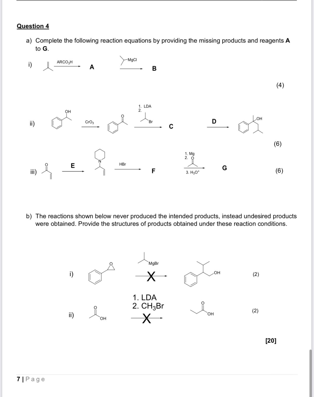 Solved Question 4a) ﻿Complete the following reaction | Chegg.com
