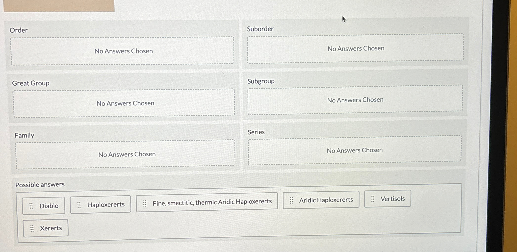 Solved OrderSuborderGreat GroupSubgroupFamilyNo Answers | Chegg.com