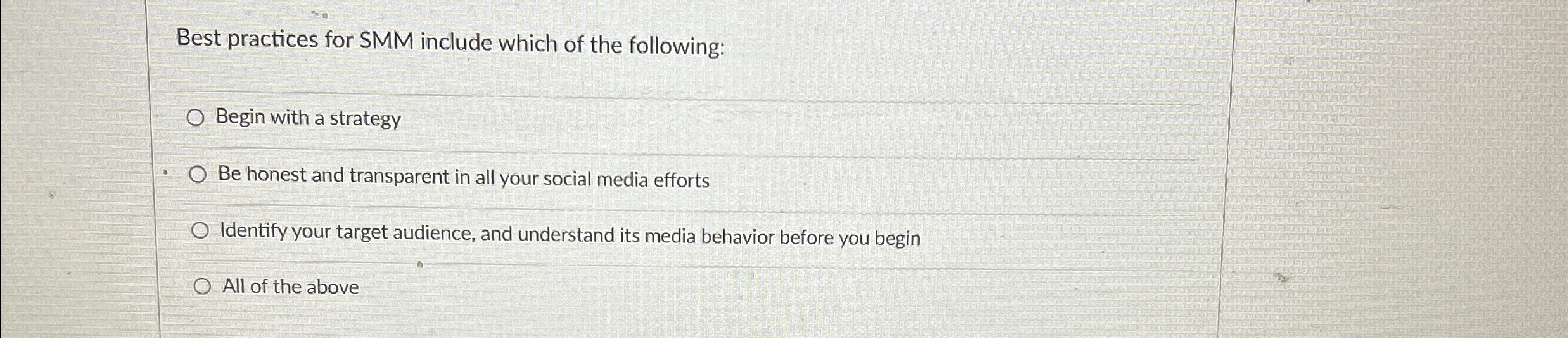 Solved Best practices for SMM include which of the | Chegg.com