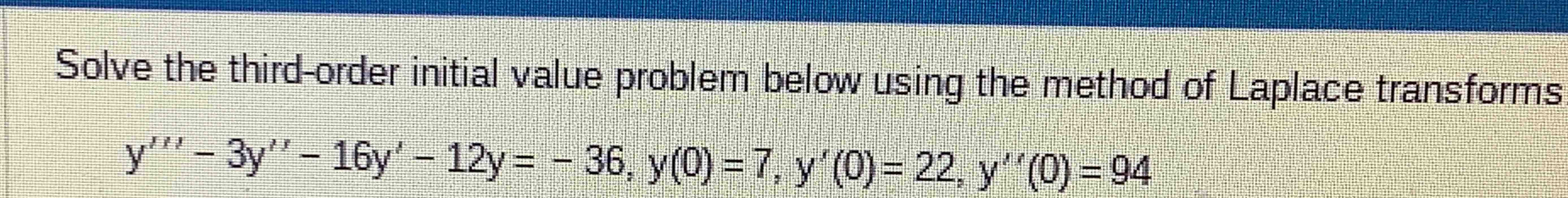 Solved Solve the third-order initial value problem below | Chegg.com