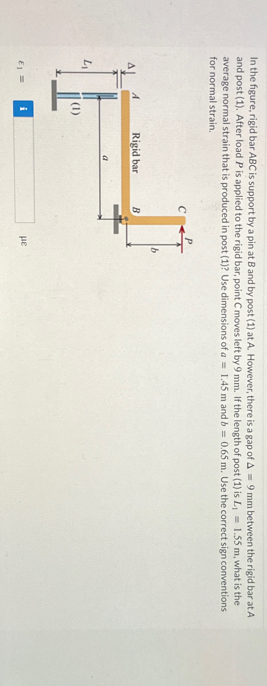 Solved In the figure, rigid bar ABC is support by a pin at B | Chegg.com
