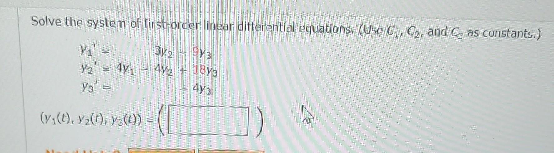 Solved Solve the system of first-order linear differential | Chegg.com