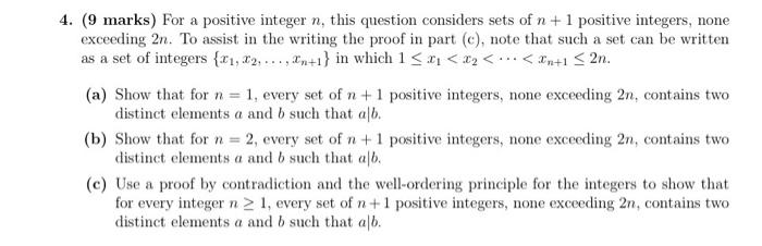 Solved 4. (9 marks) For a positive integer n, this question | Chegg.com