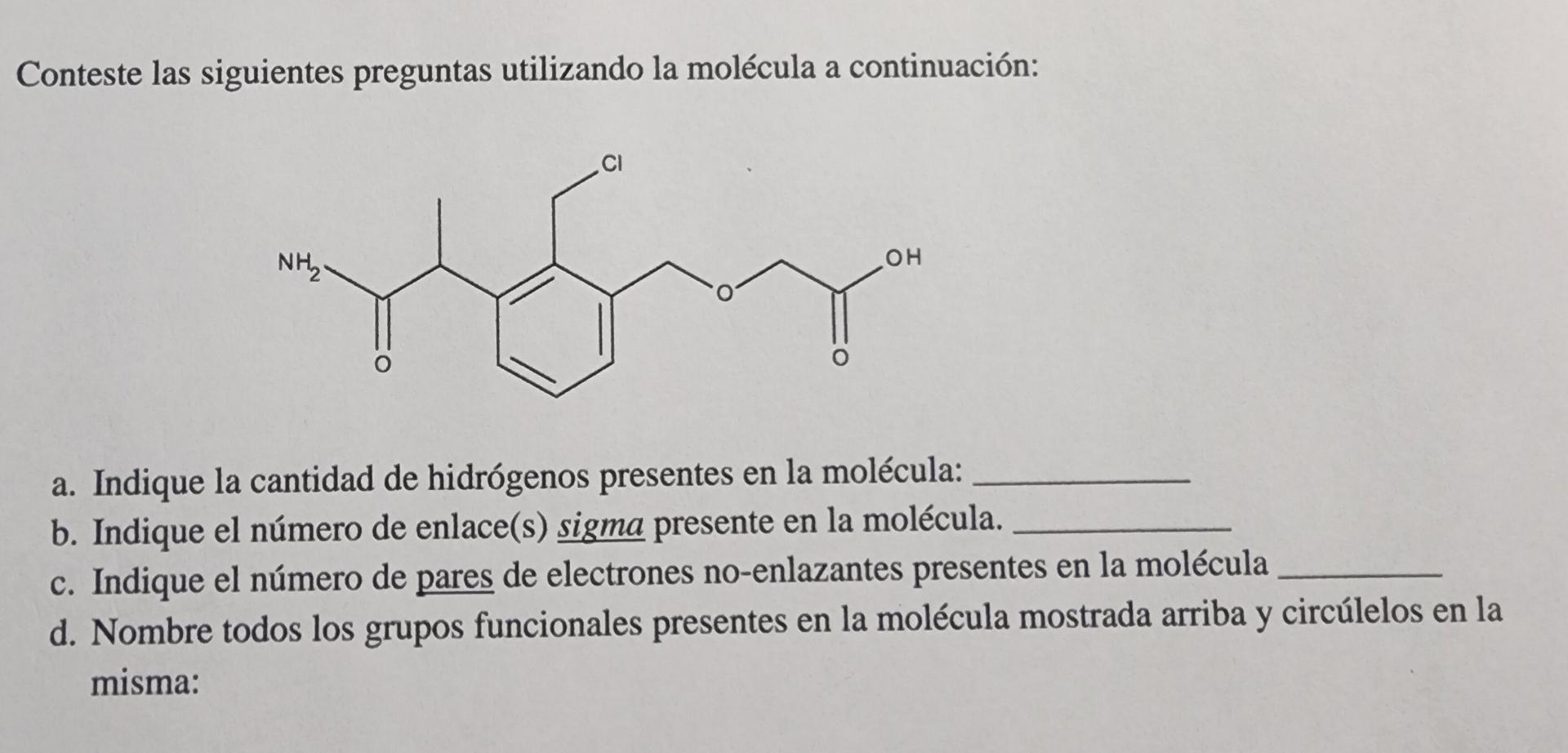 Solved Answer the following questions using molecule below : | Chegg.com