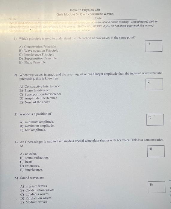 Solved Intro. to Physics Lab Quiz Module 5 (2) - Experiment | Chegg.com