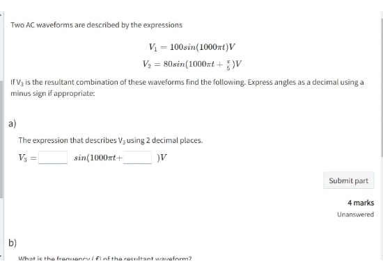 Two AC waveforms are described by the | Chegg.com