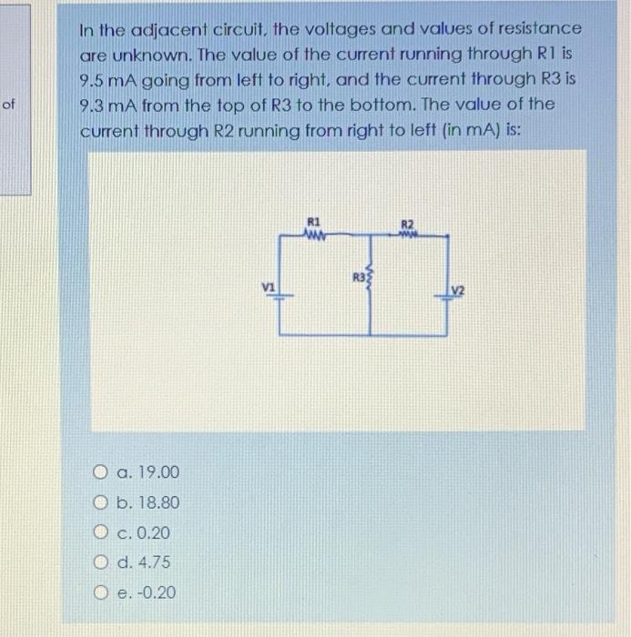 Solved In the adjacent circuit, the voltages and values of | Chegg.com