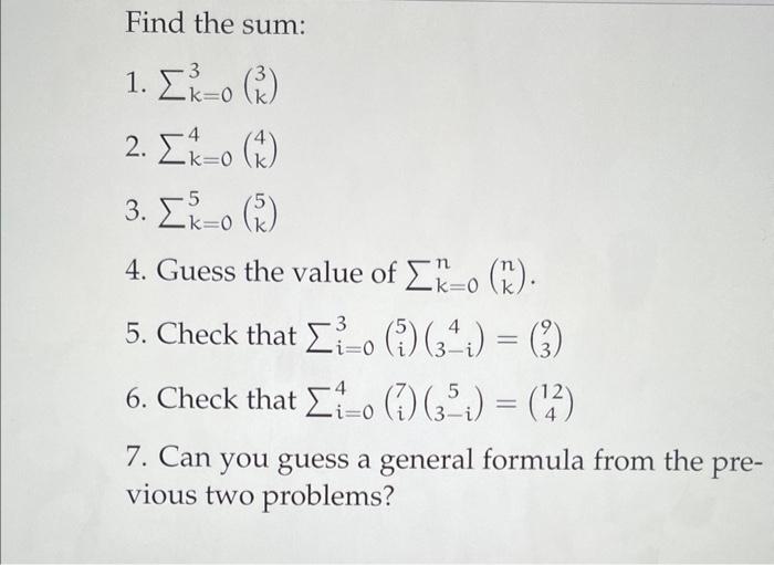 Solved Find the sum: 1. ∑k=03(3k) 2. ∑k=04(4k) 3. ∑k=05(5k) | Chegg.com