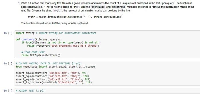 Solved 1. Write a function that reads any text file with a | Chegg.com