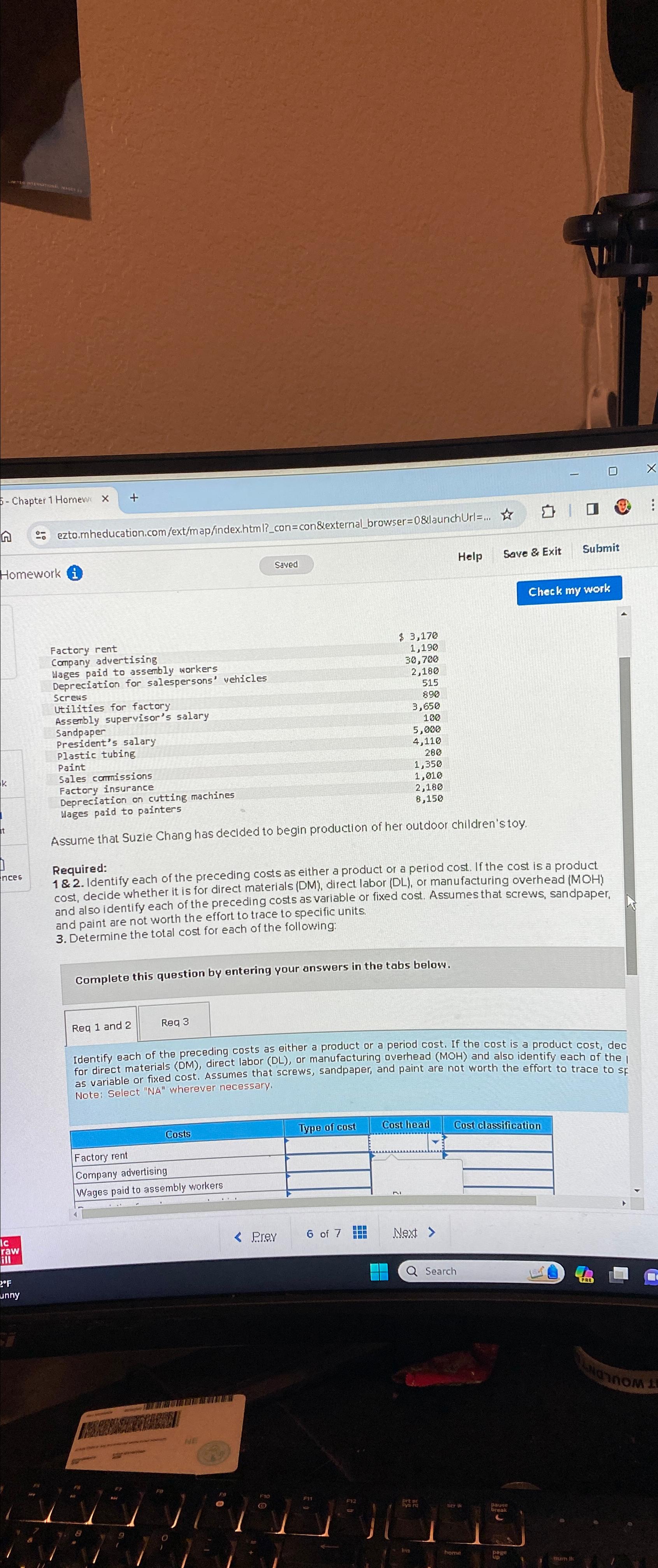 Solved \table[[,],[Factory rent,3,170],[Company | Chegg.com