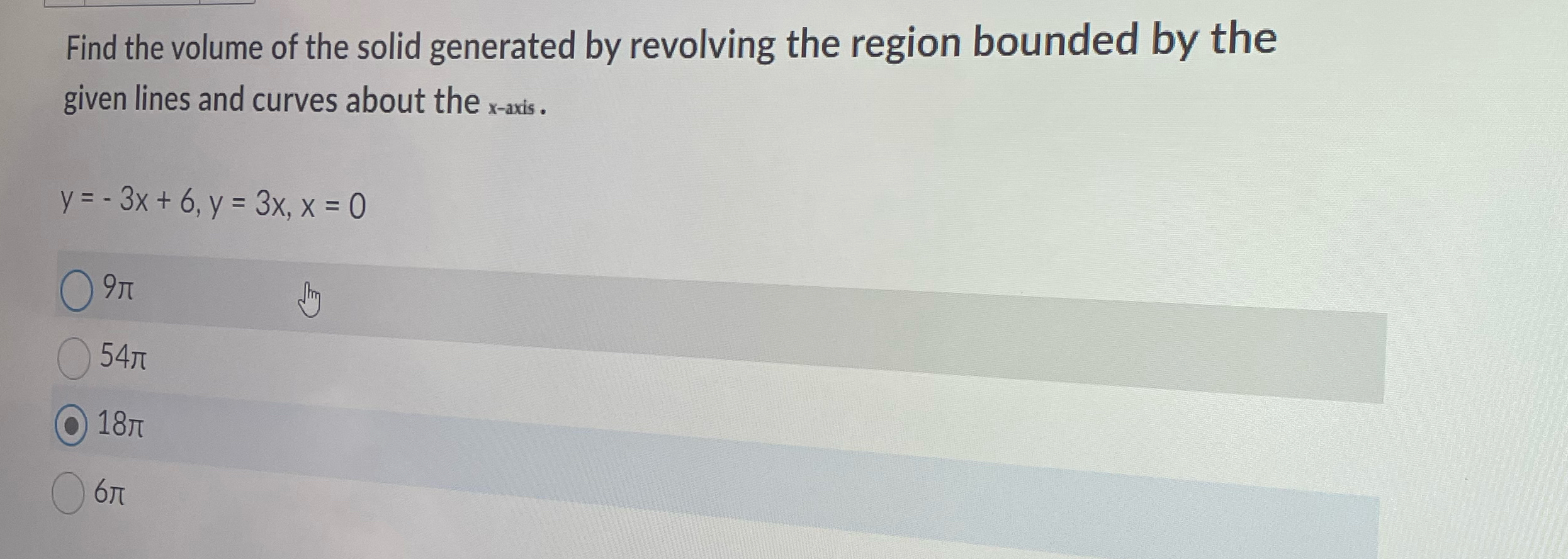 Solved Find the volume of the solid generated by revolving | Chegg.com