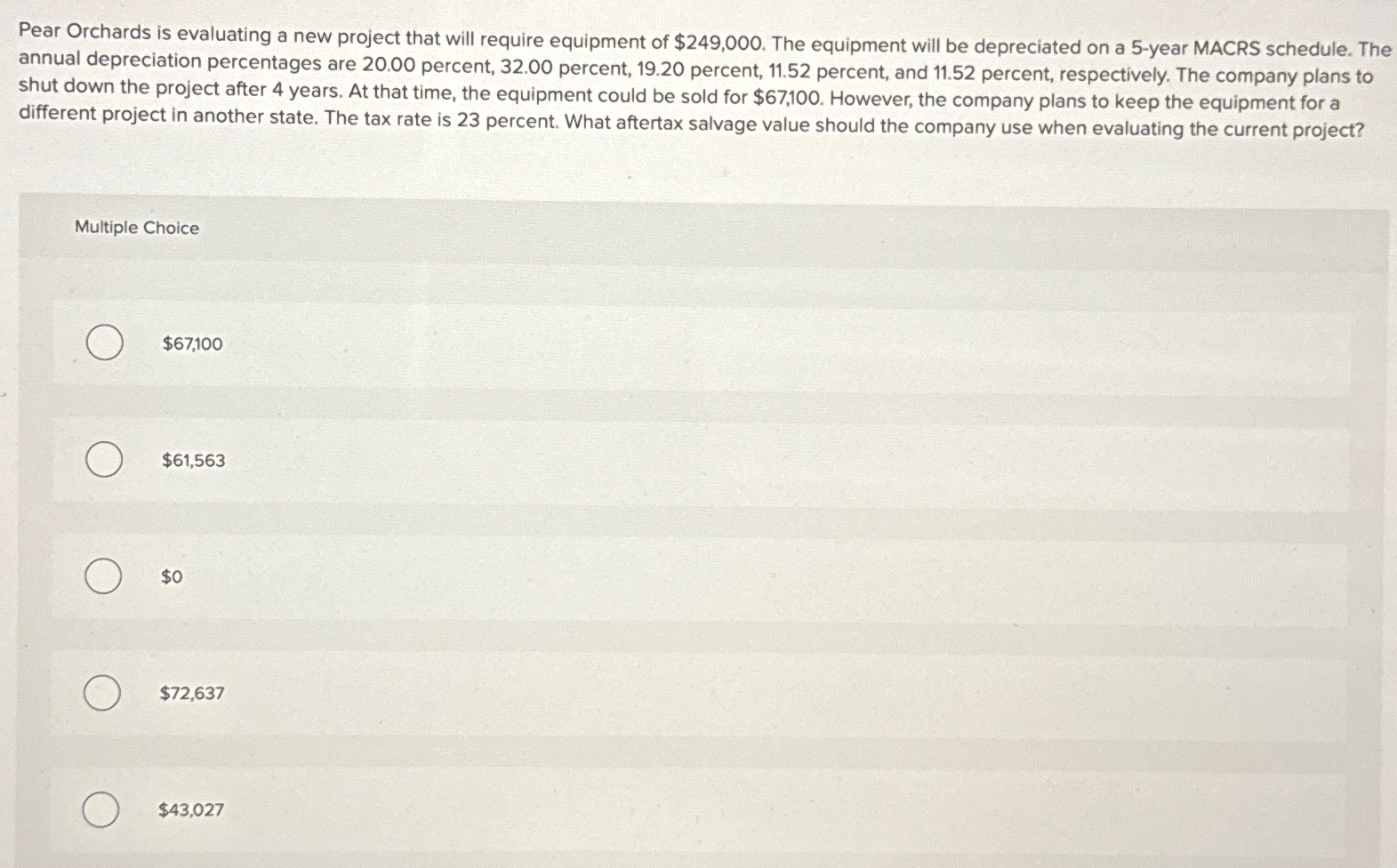 Solved Pear Orchards is evaluating a new project that will | Chegg.com