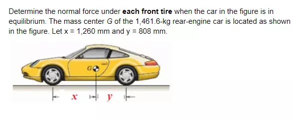 Solved Determine the normal force under each front tire when | Chegg.com