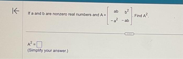 If A And B Are Nonzero Real Numbers And
