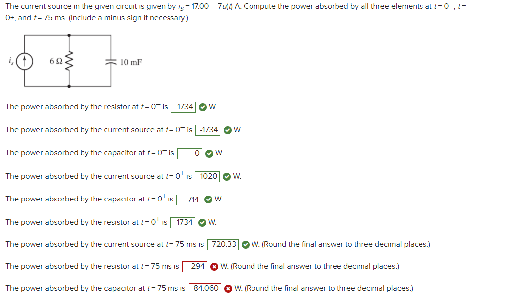 Solved The current source in the given circuit is given by | Chegg.com