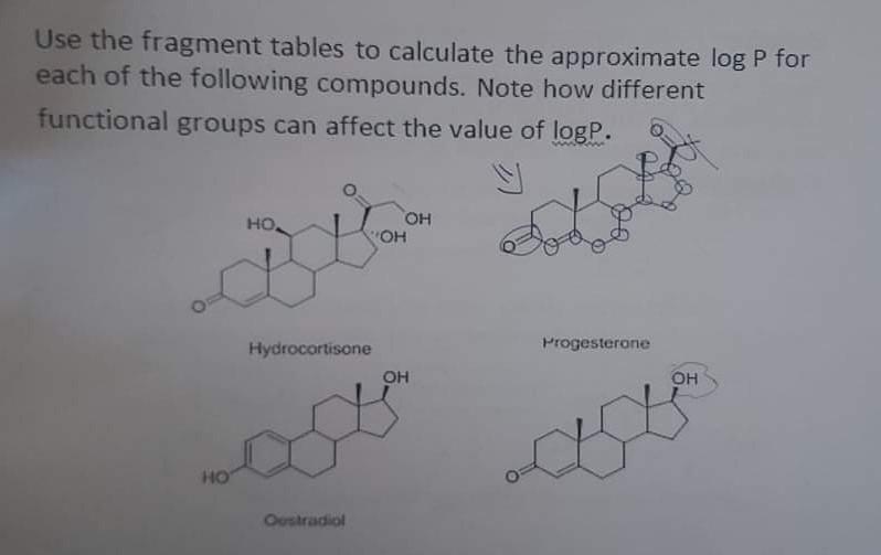 Solved Fragment table of Log P values for common functional | Chegg.com