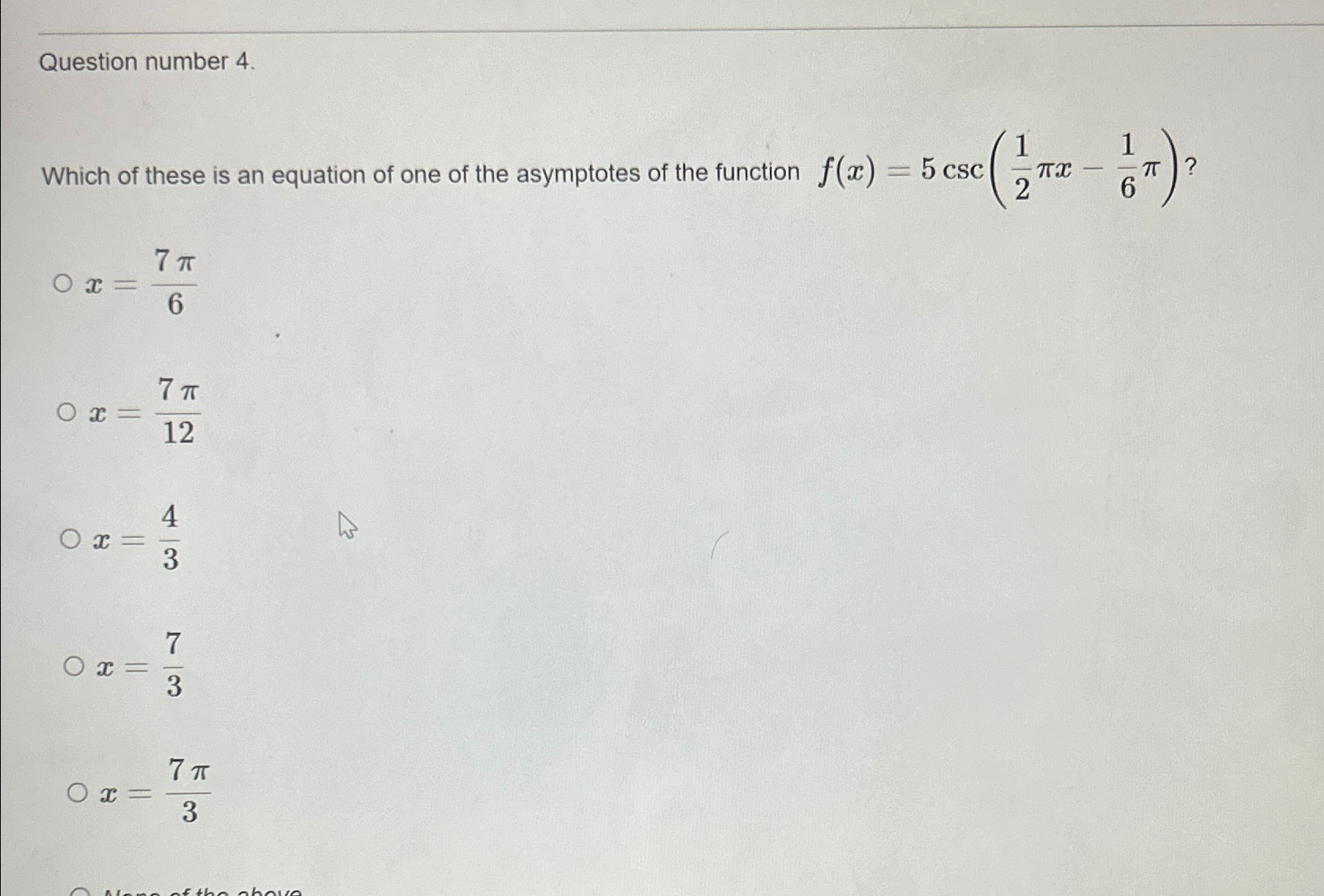 Solved Question number 4.Which of these is an equation of | Chegg.com