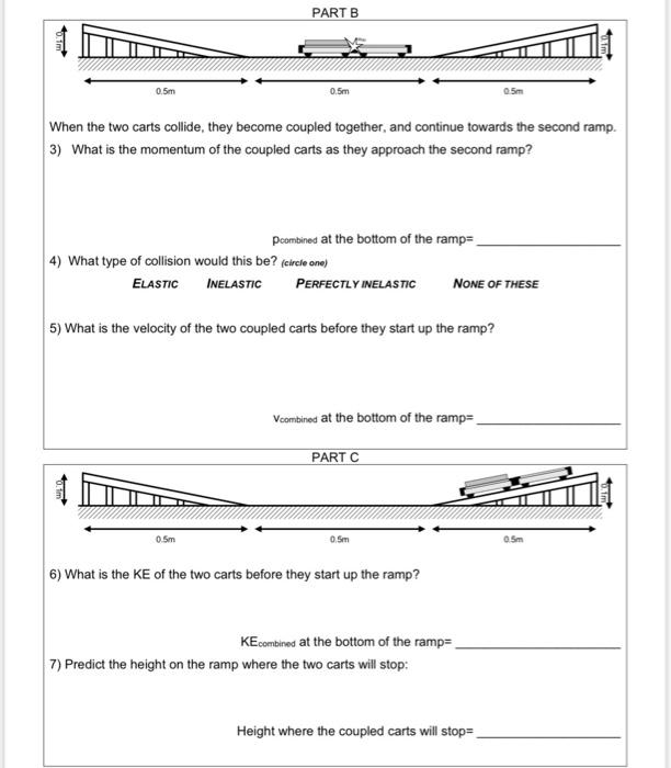 Solved I 0.5m 5m 0.5m Two physics carts have been set up | Chegg.com
