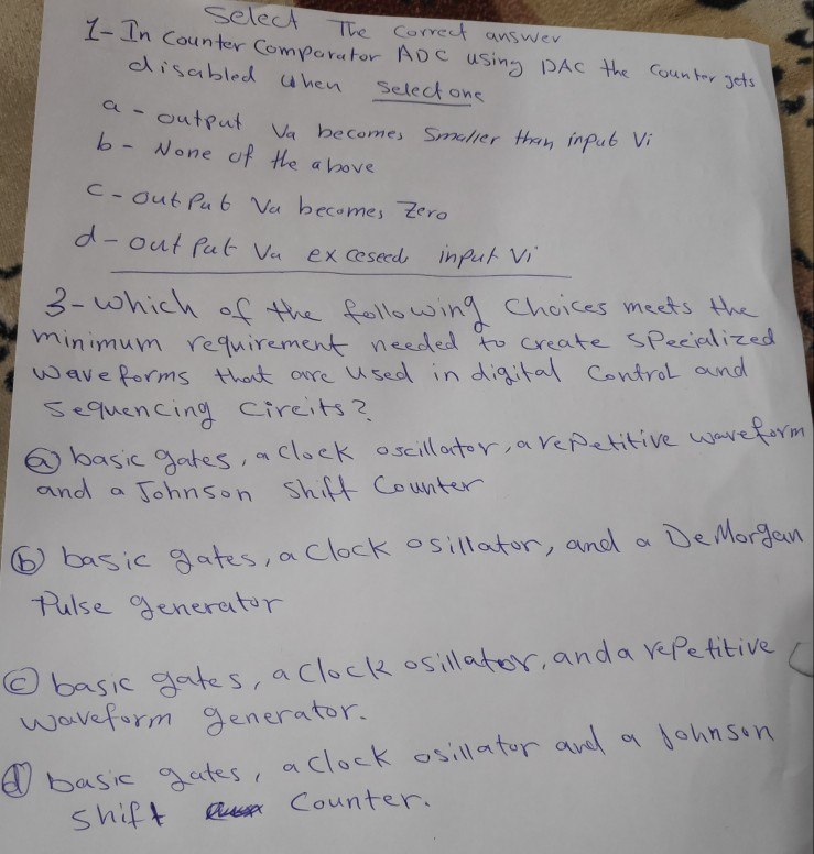 Solved Select The correct answer 1- In Counter Comparator | Chegg.com