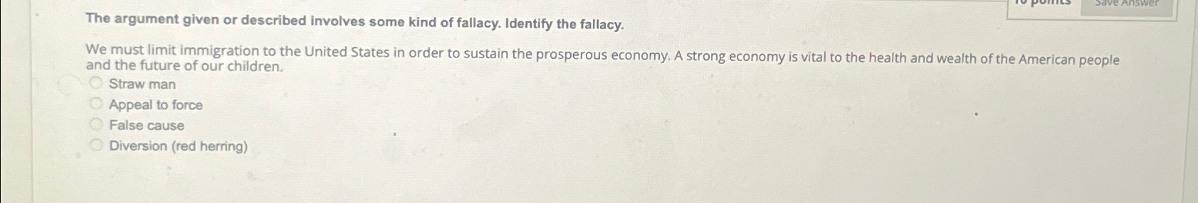 Solved The argument given or described involves some kind of | Chegg.com