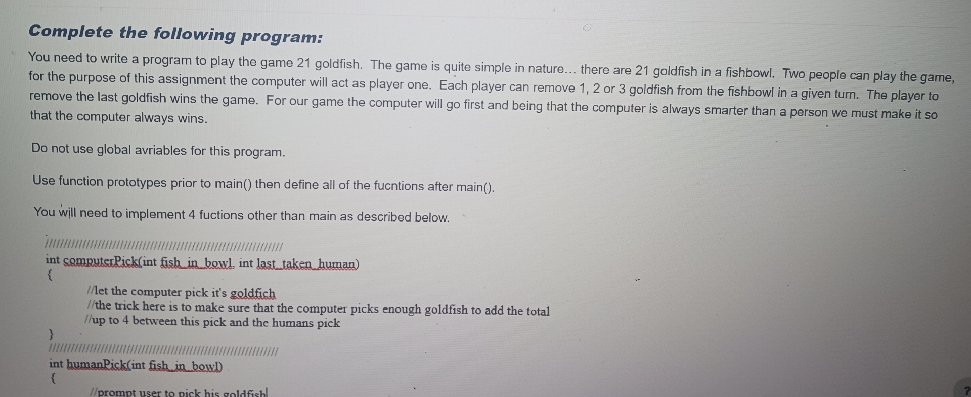 Solved using dev c++ ﻿compiler Complete the following | Chegg.com