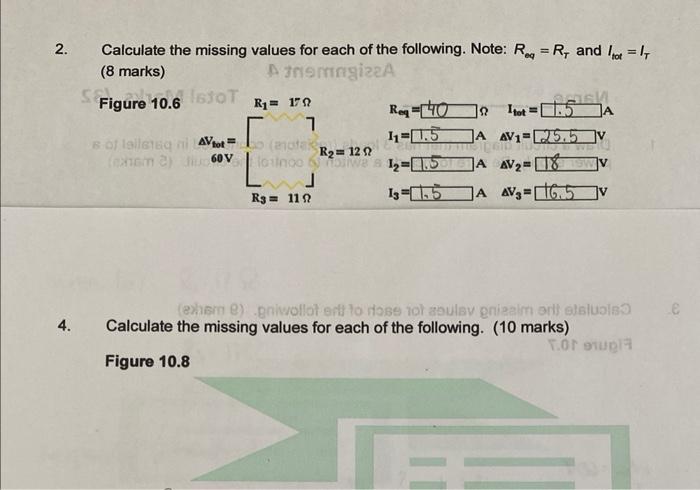 Solved 2. Calculate the missing values for each of the | Chegg.com