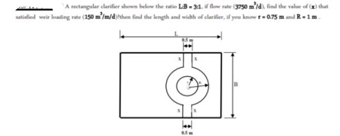 A rectangular clarifier shown below the ratio L:B - | Chegg.com