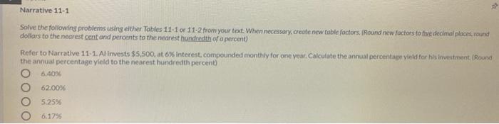 Solved Narrative 11-1 Solve the following problems using | Chegg.com