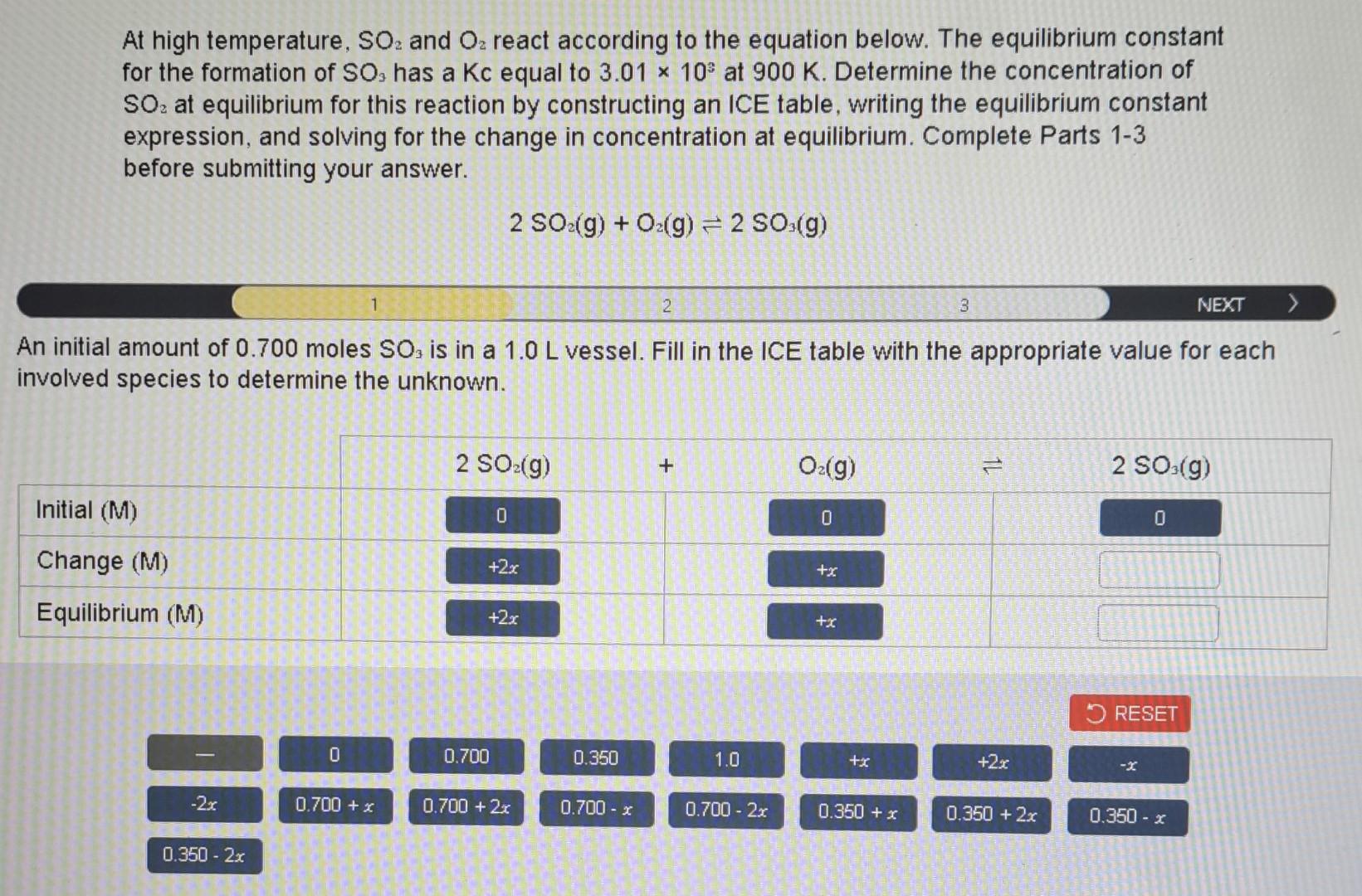 Solved At high temperature, SO2 and O2 react according to | Chegg.com