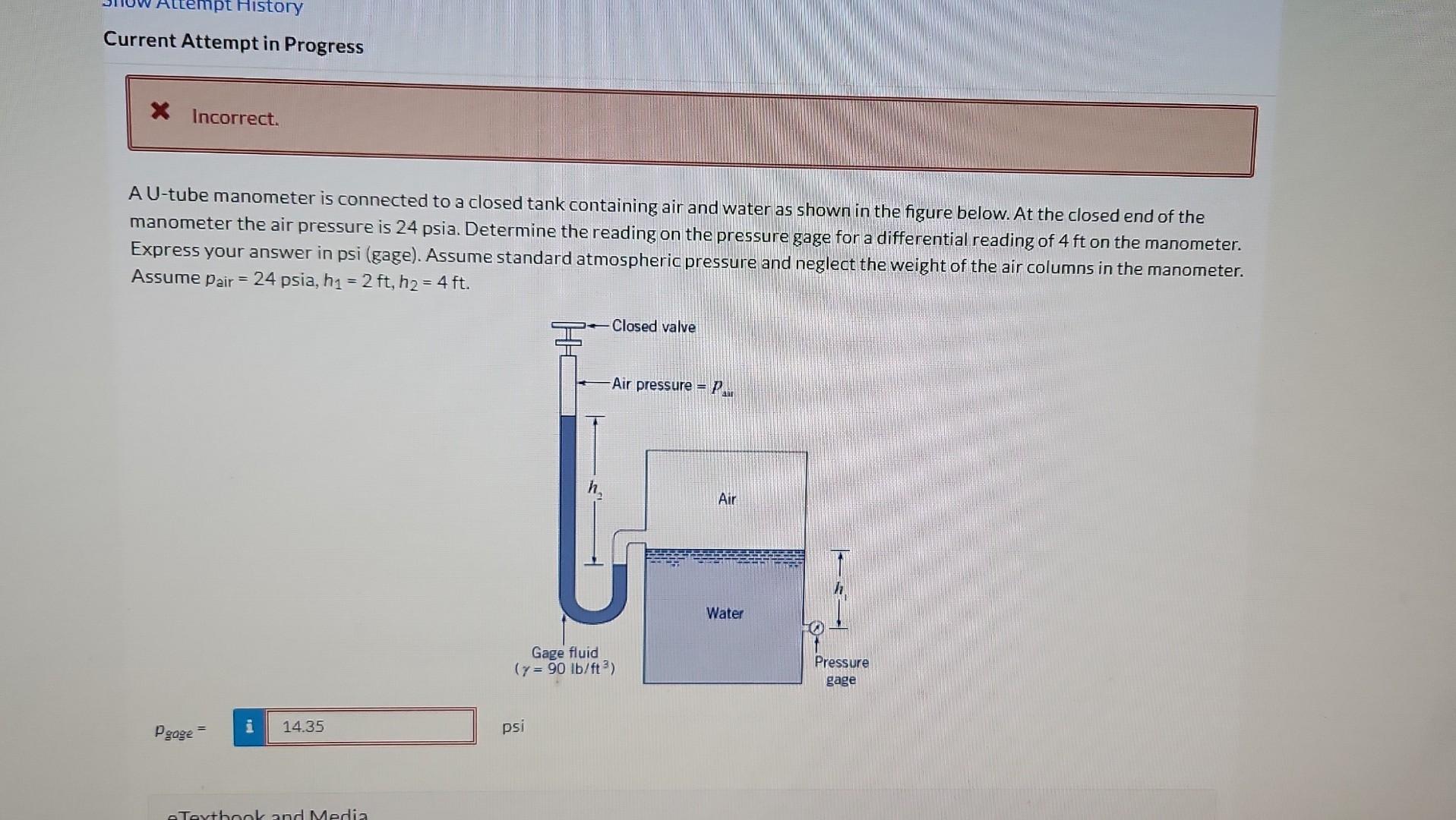 Solved A U-tube manometer is connected to a closed tank | Chegg.com