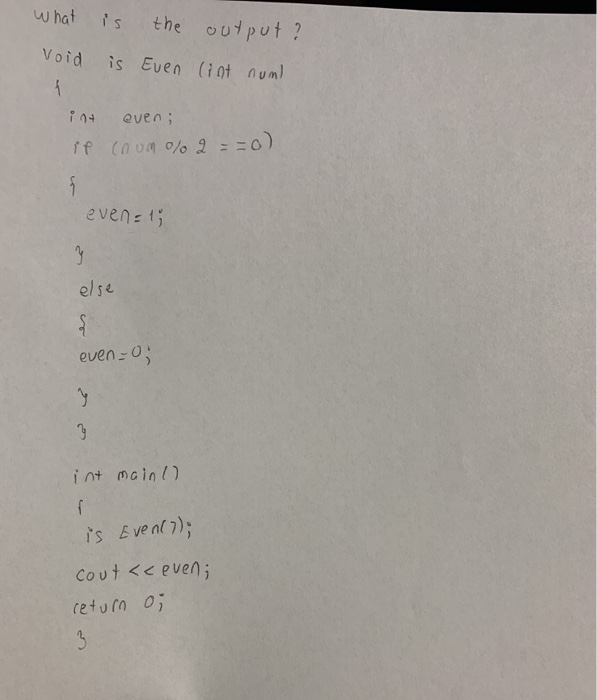 Solved What is void the output ? Even (int numb is int if | Chegg.com