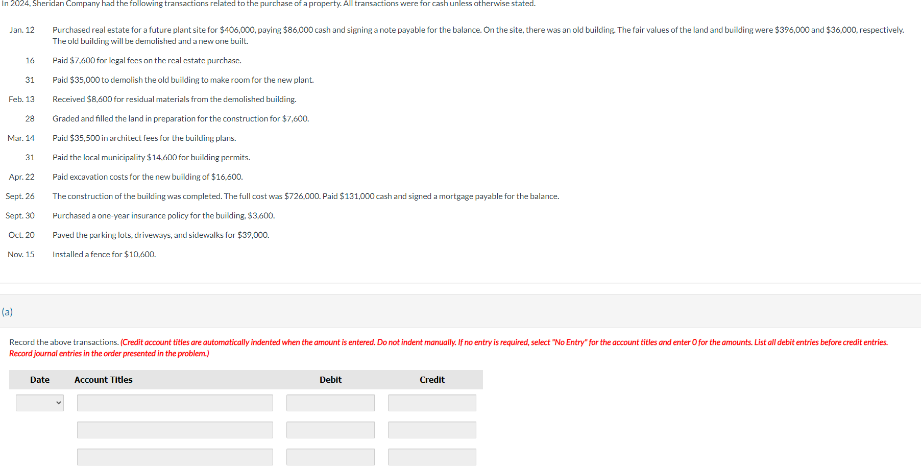 Solved In 2024, ﻿Sheridan Company had the following | Chegg.com
